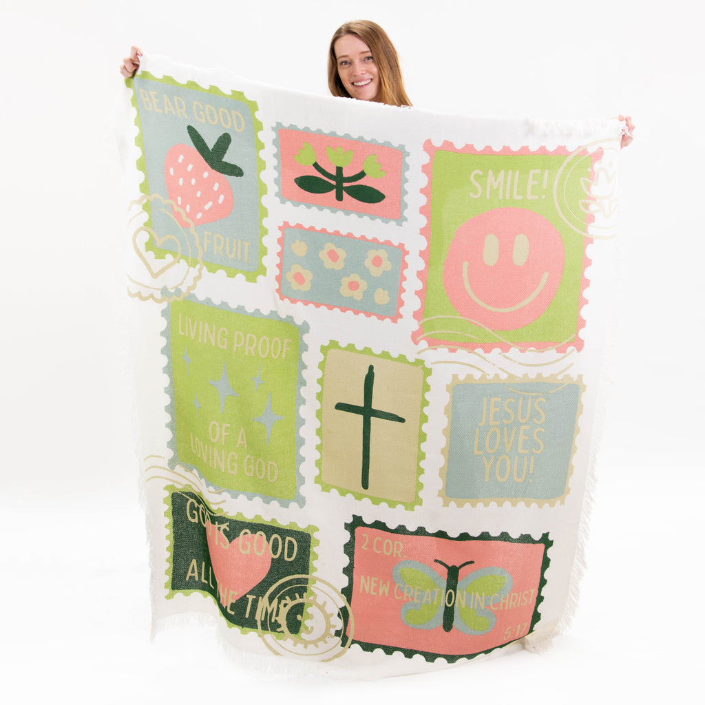 Jesus Loves You Postage Stamp Blanket – GLO