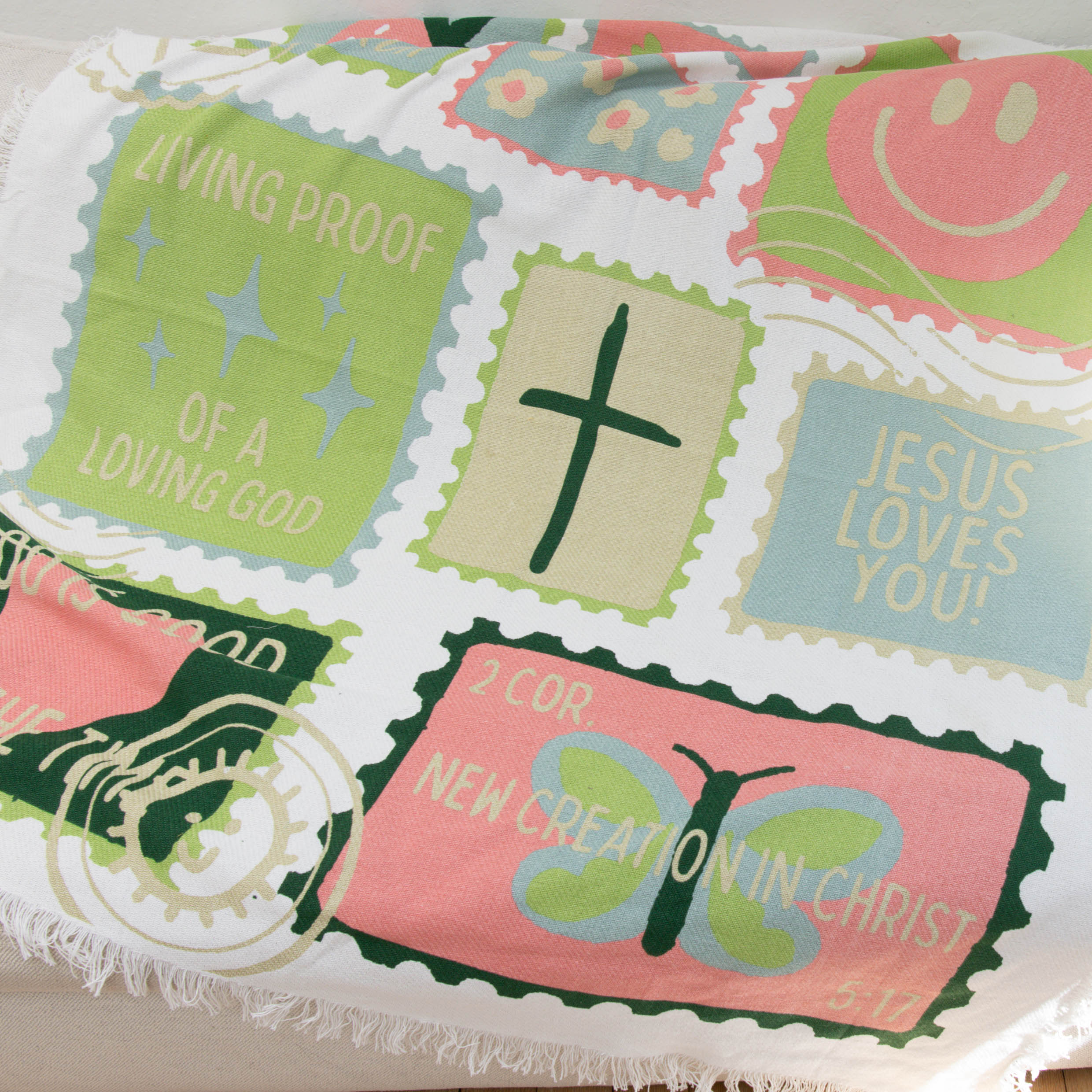 Jesus Loves You Postage Stamp Blanket – GLO